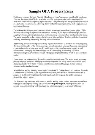 Sample Of A Process Essay.pdfSample Of A Process Essay | PDF