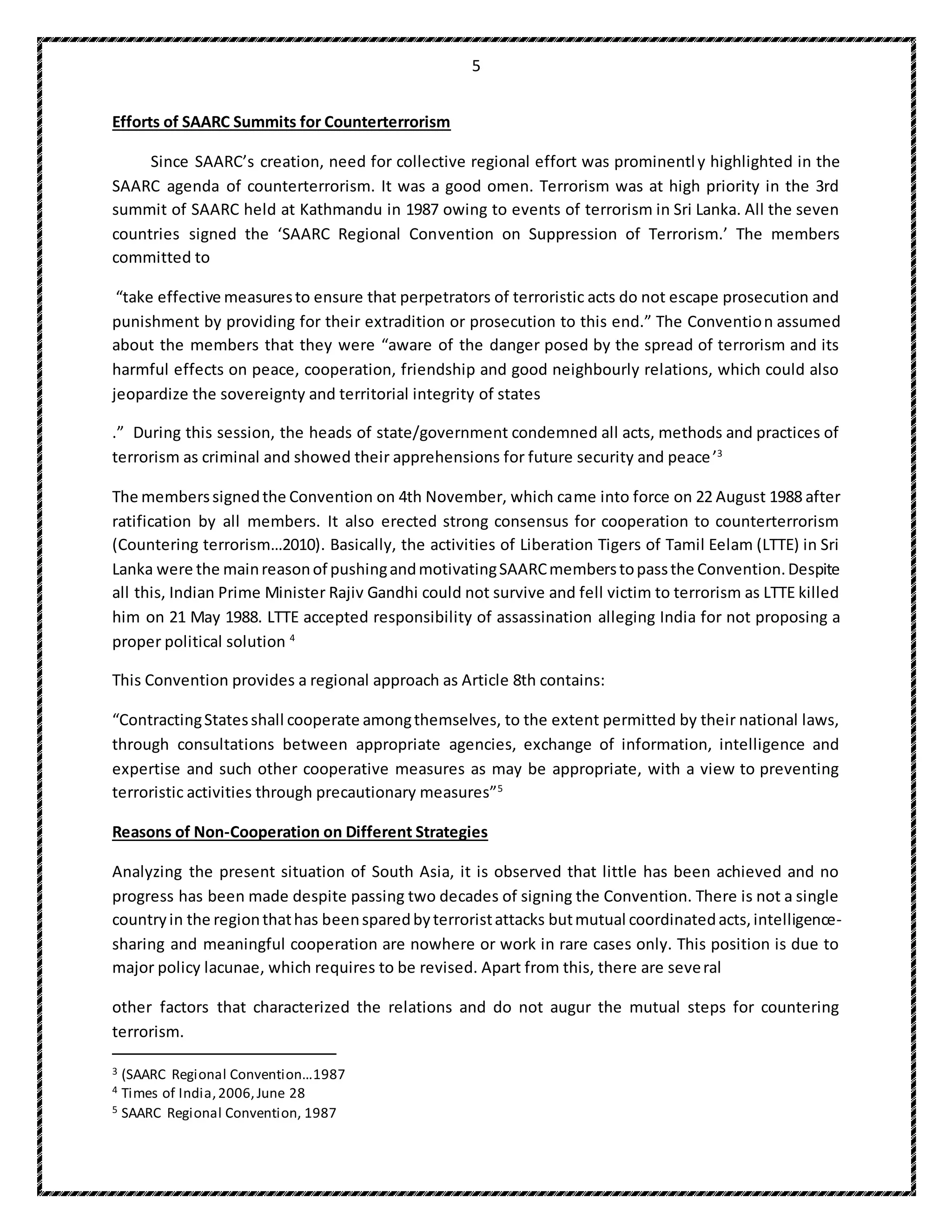 role of saarc in countring terrorism | DOCX