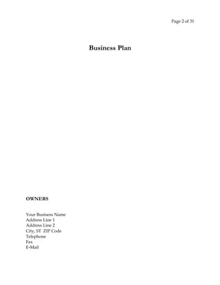 Sample of business plan | DOC