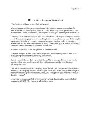 Sample of business plan | DOC