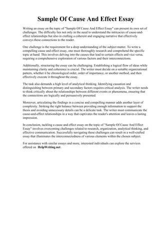 Sample Of Cause And Effect Essay | PDF