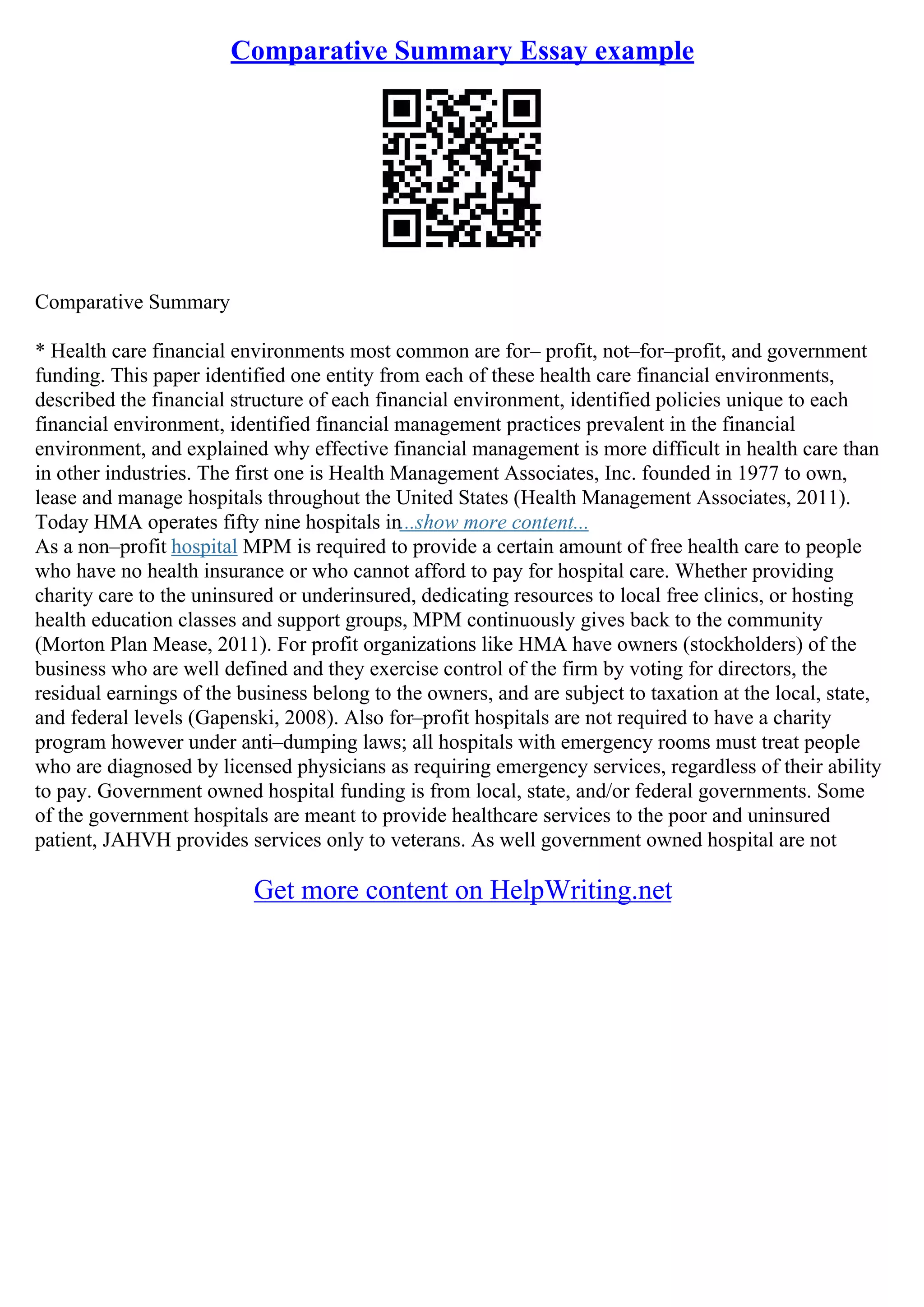 Sample Of Comparative Essay | PDF Sample Of Comparative Essay | PDF