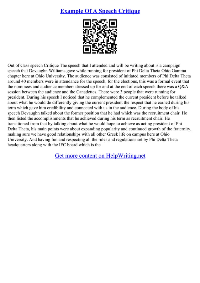 Sample Of Critique Essay | PDF