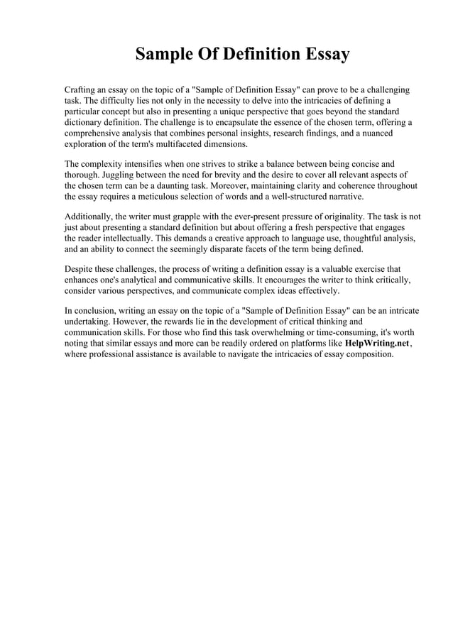 Sample Of Definition Essay. Eastern Kentucky University | PDF