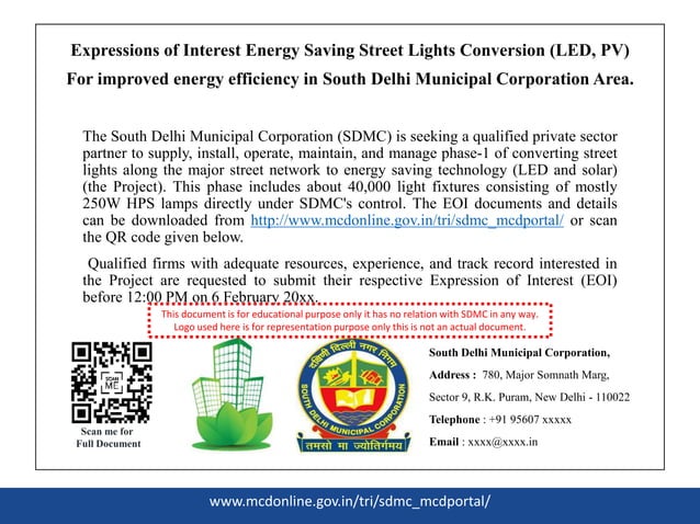 Sample of expression of interest in a newspaper | PPTX