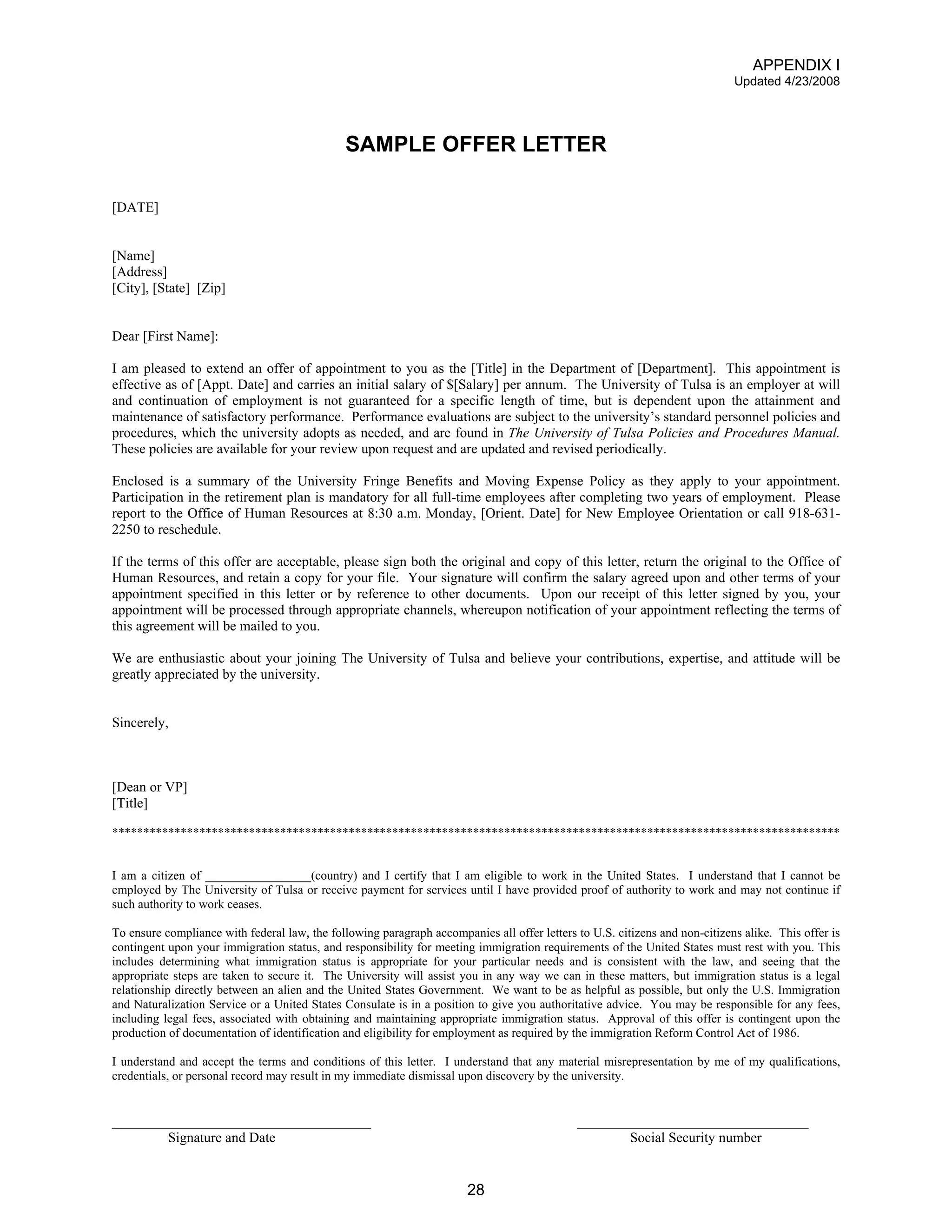 Sample Offer Letter | PDF