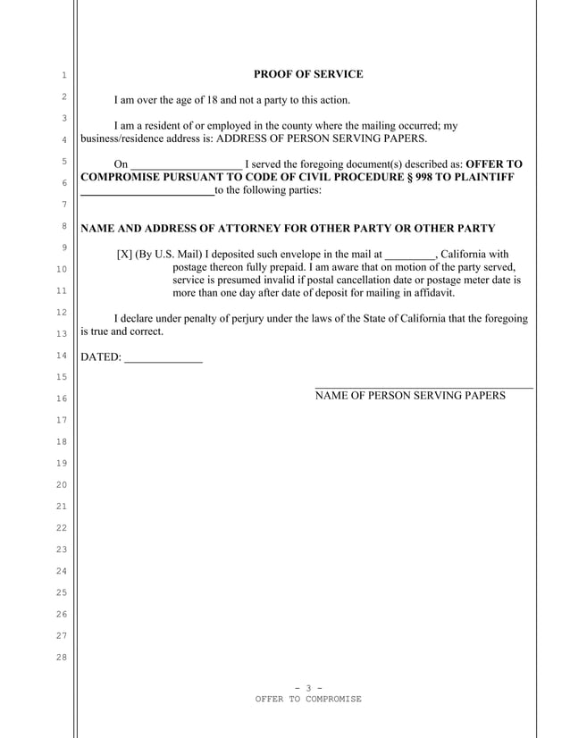 Sample California offer to compromise | DOC