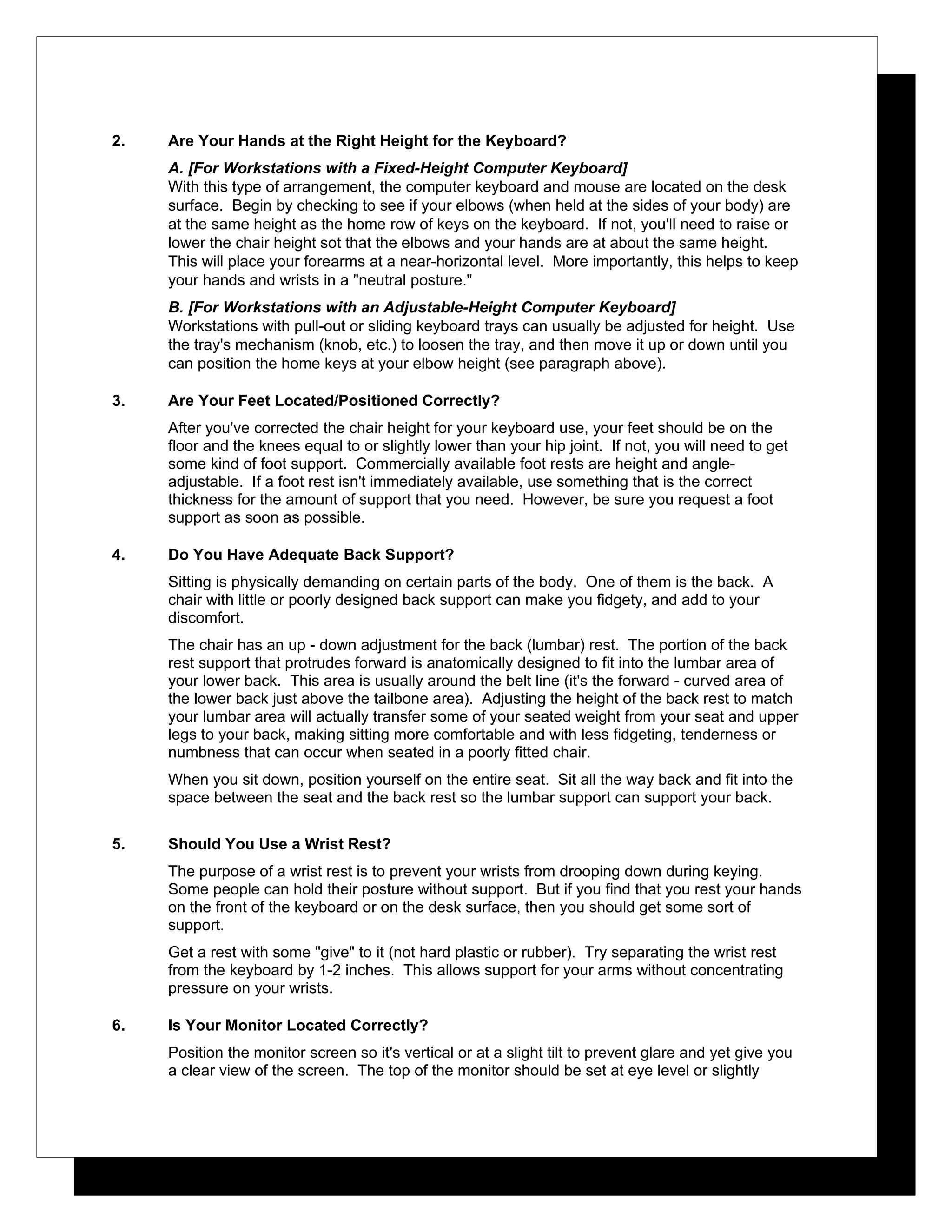 Sample Office Ergonomic Evaluation | DOC