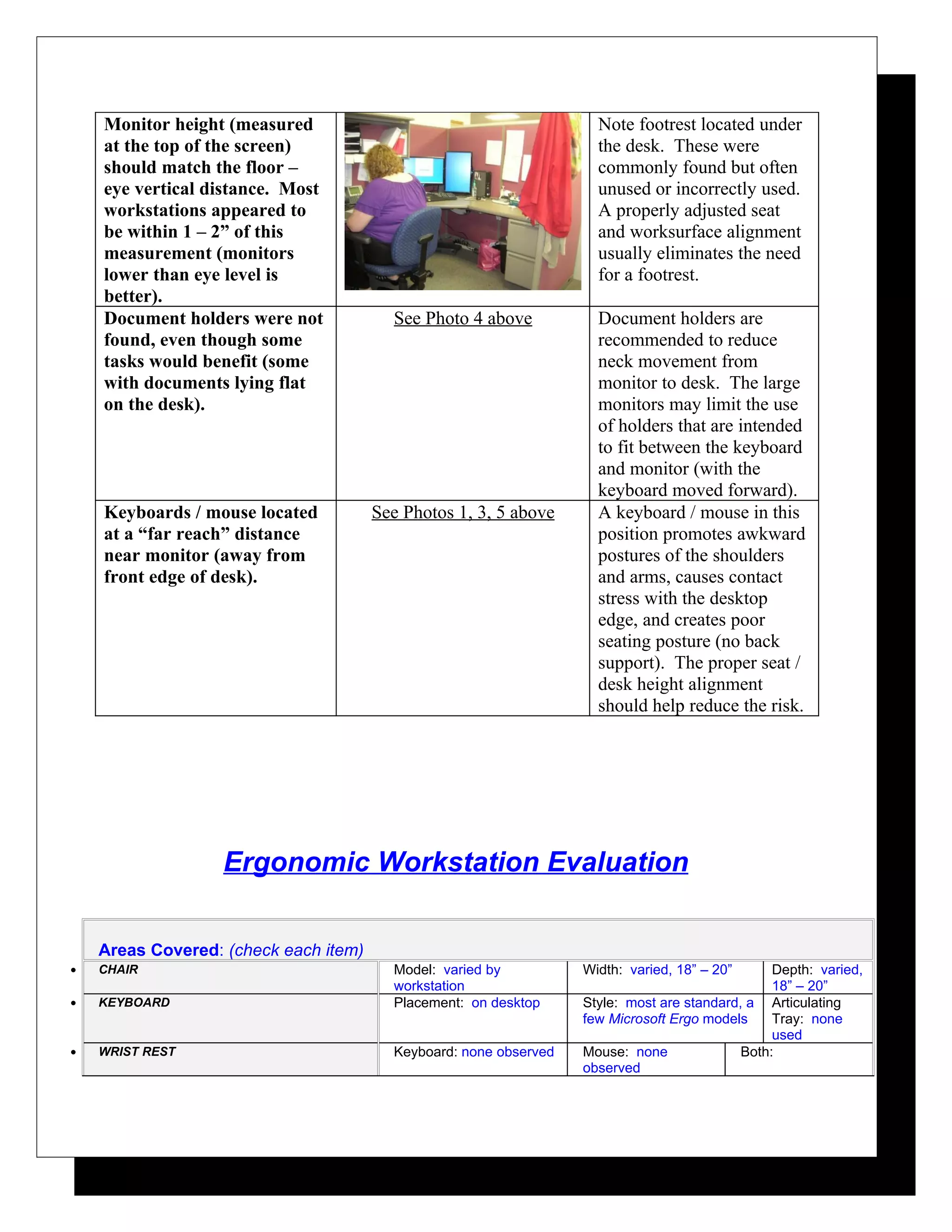 Sample Office Ergonomic Evaluation | DOC