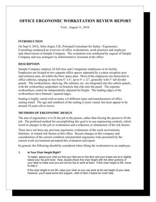 Sample Office Ergonomic Evaluation | DOC