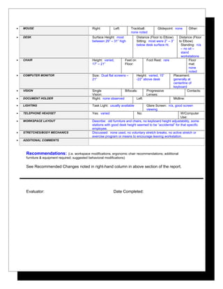 Sample Office Ergonomic Evaluation | DOC