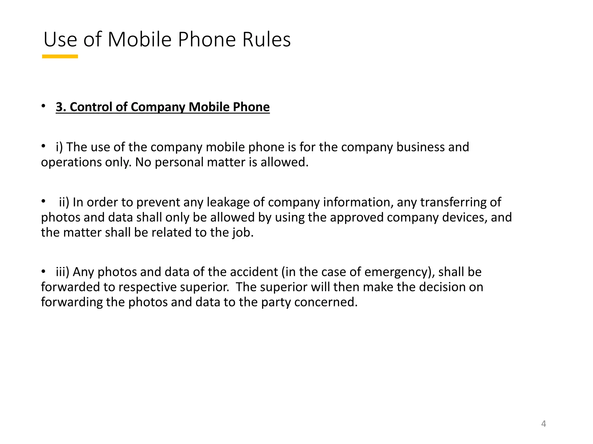 Sample of Handphone Rules of usage in new factory | PPTX