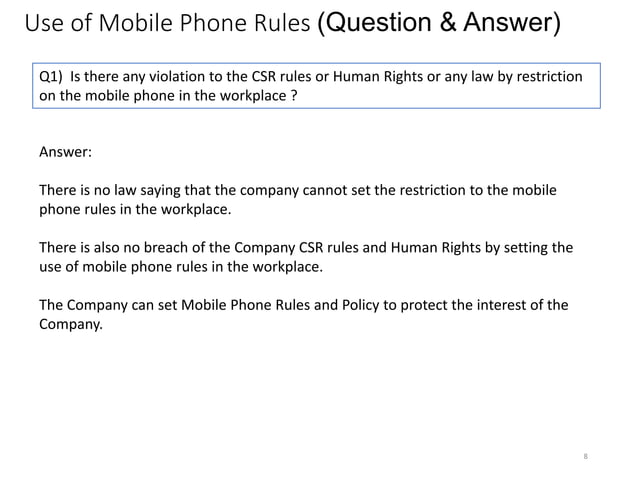 Sample of Handphone Rules of usage in new factory | PPTX