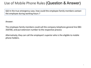 Sample of Handphone Rules of usage in new factory | PPTX