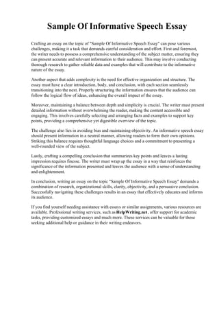 Sample Of Informative Speech Essay.pdf