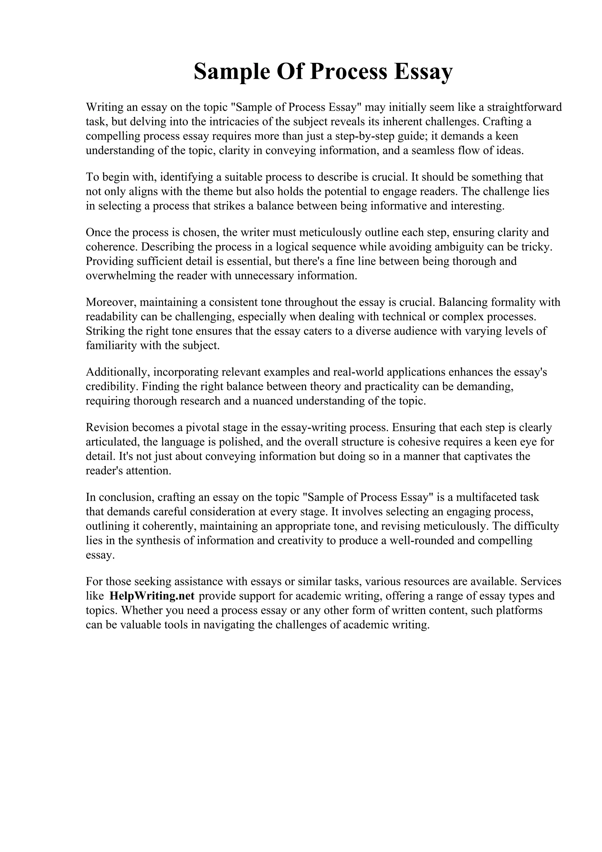 Sample Of Process Essay | PDF