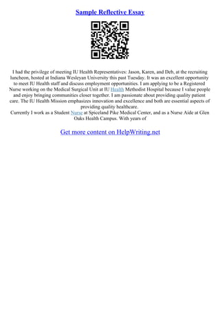 Sample Of Reflective Essay | PDF