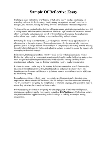 Sample Of Reflective Essay | PDF