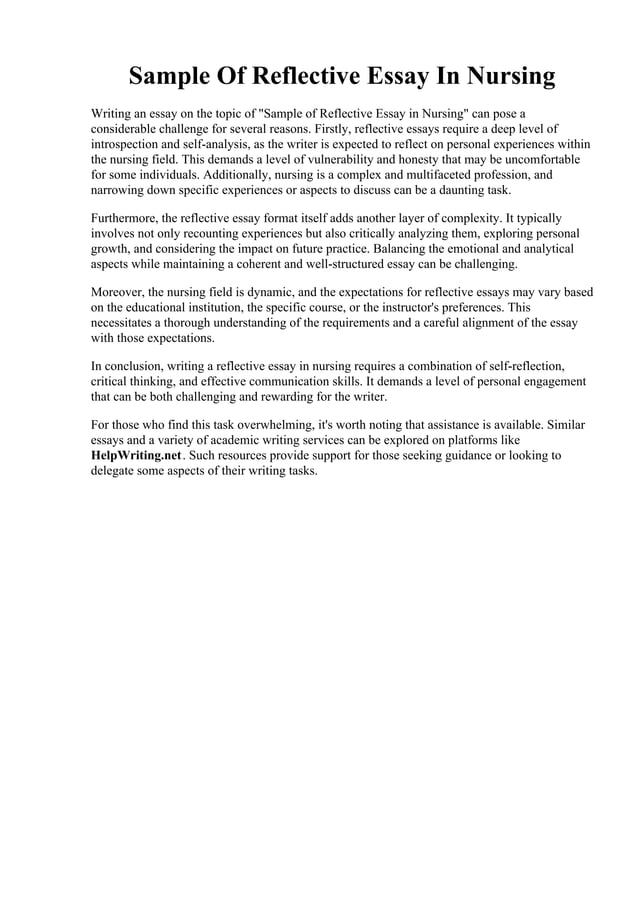 Sample Of Reflective Essay In Nursing | PDF