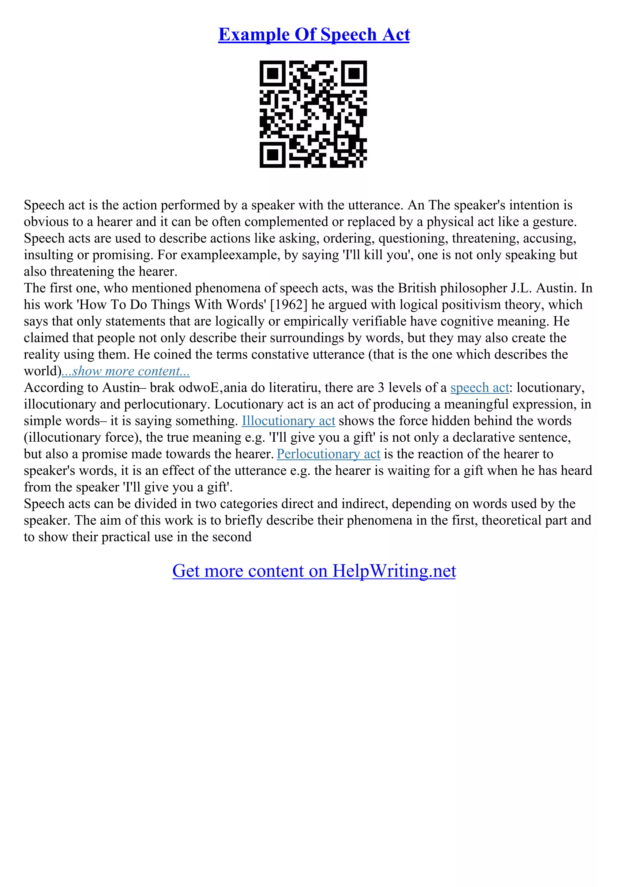 Sample Of Speech Essay | PDF