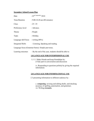 Sample of writing lesson plan | DOCX