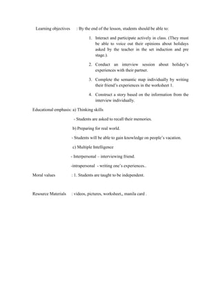 Sample of writing lesson plan | DOCX