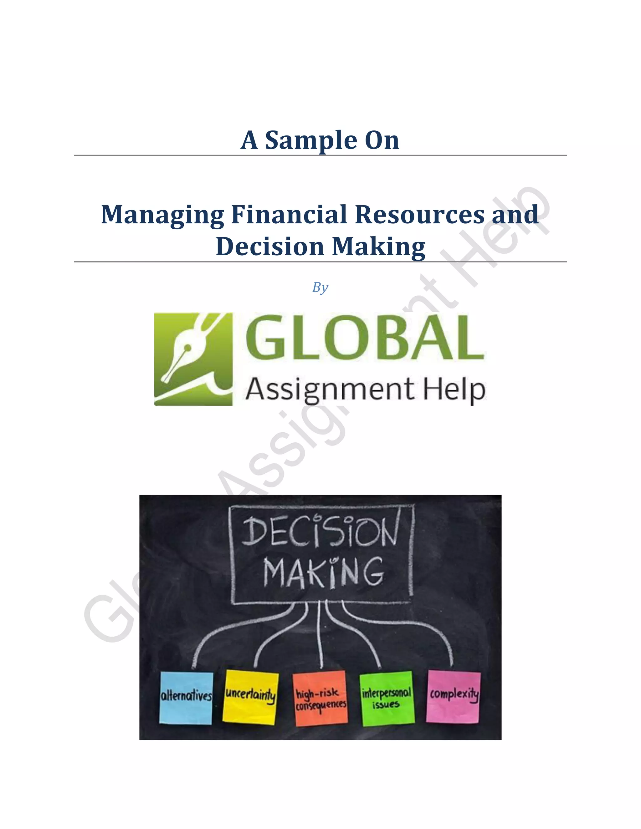 Sample on managing financial resources and decision making | PDF