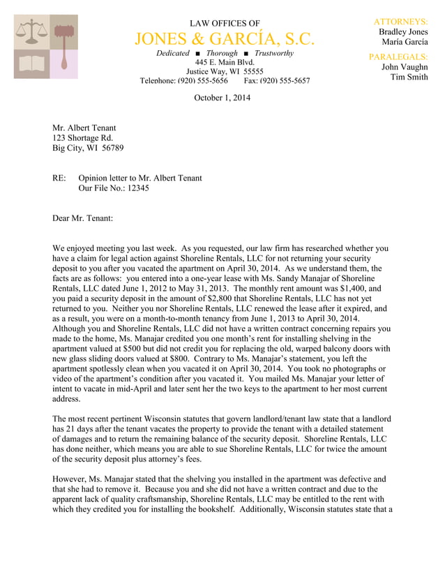 Sample opinion letter | PDF