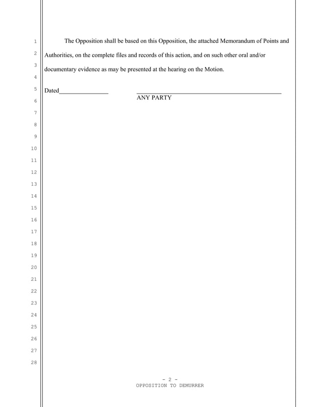 Sample opposition to demurrer for california | DOC | Law