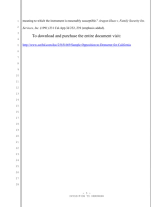 Sample opposition to demurrer for california | DOC