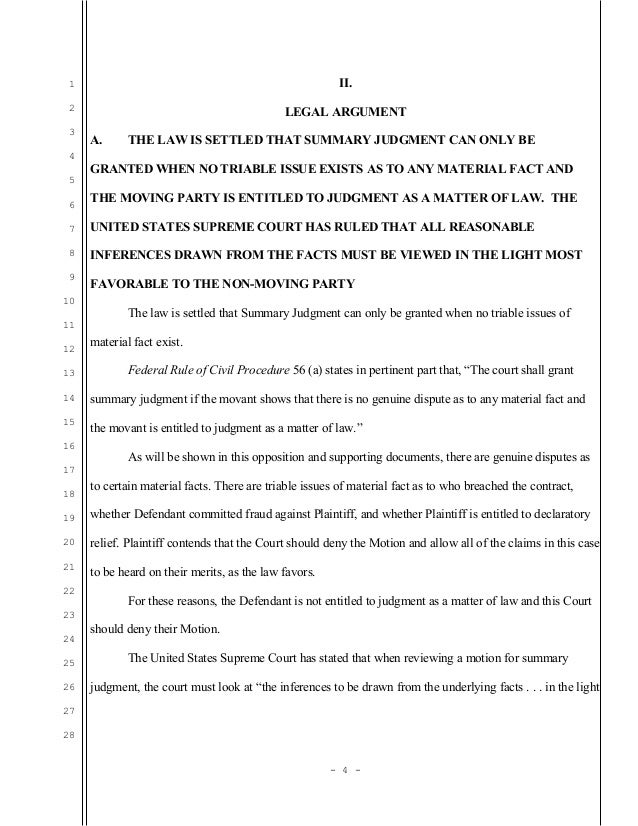 Sample Opposition To Rule 56 Motion In United States District Court sample-opposition-to-rule-56-motion-in-united-states-district-court