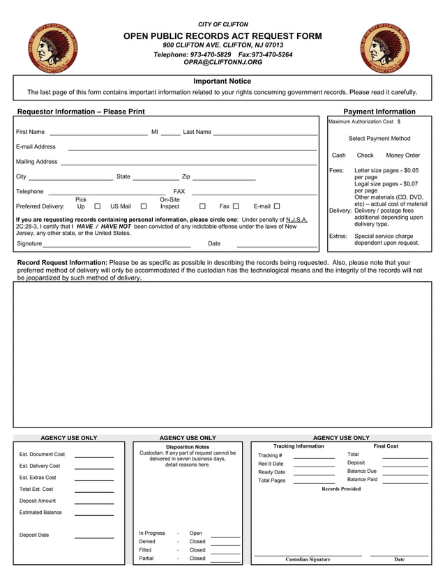 Sample OPRA Request | PDF