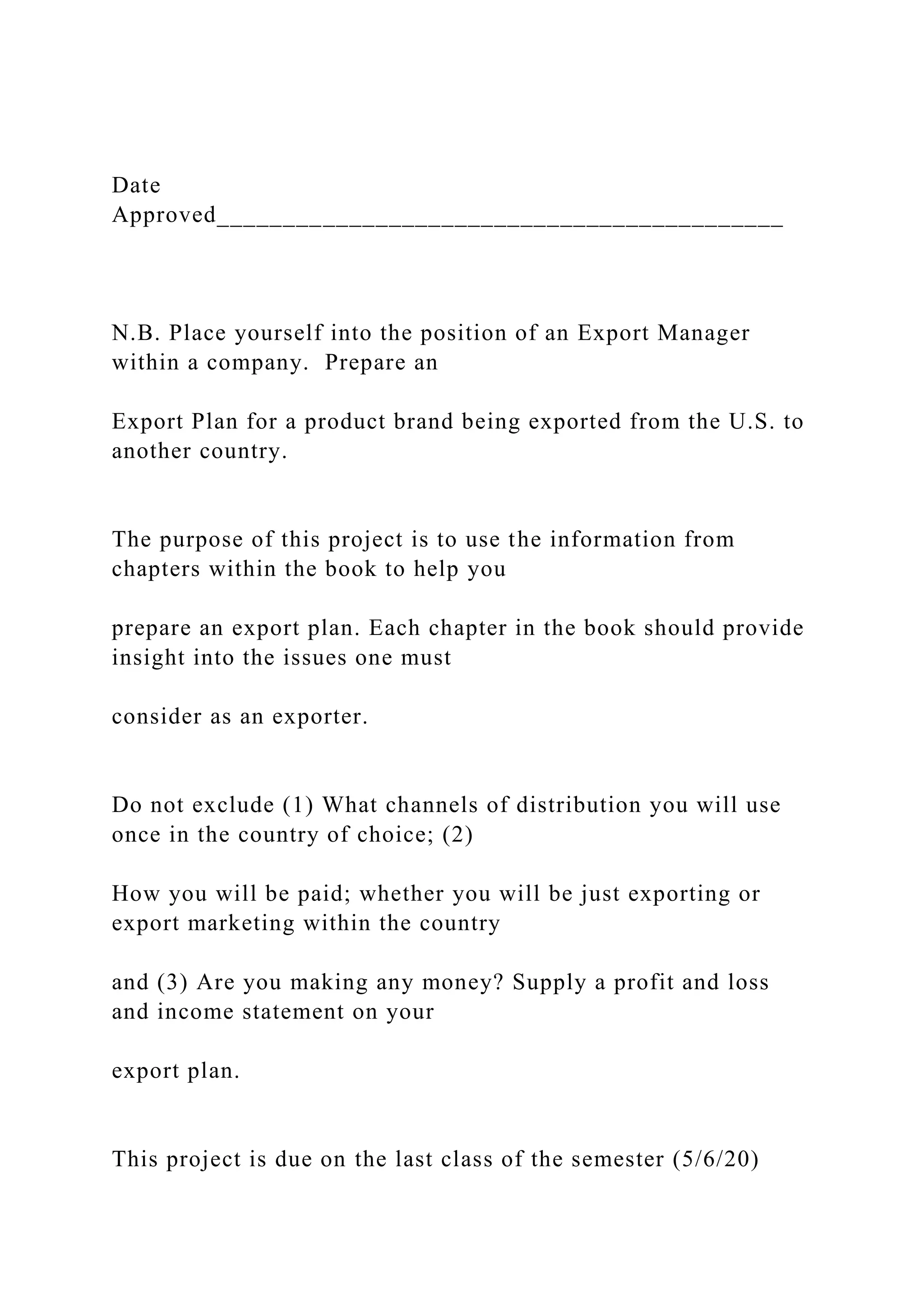 Sample Outline for an Export Plan (Source www.export.gov).docx