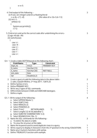 Sample Paper Class XI (Informatics Practices) | PDF