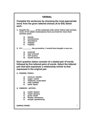 Sample paper gat | PDF