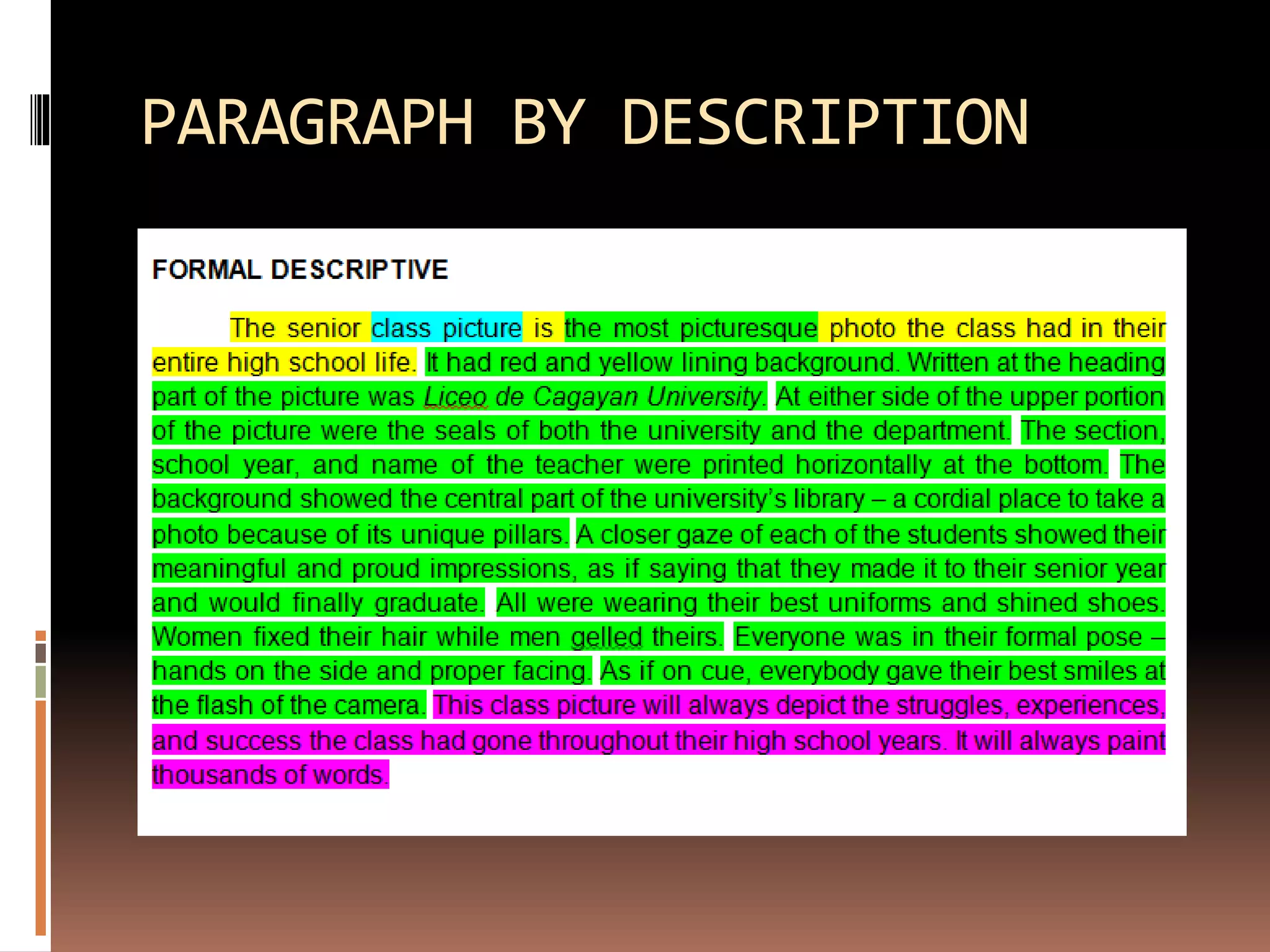 Sample paragraphs and essay (methods of paragraph | PPTX