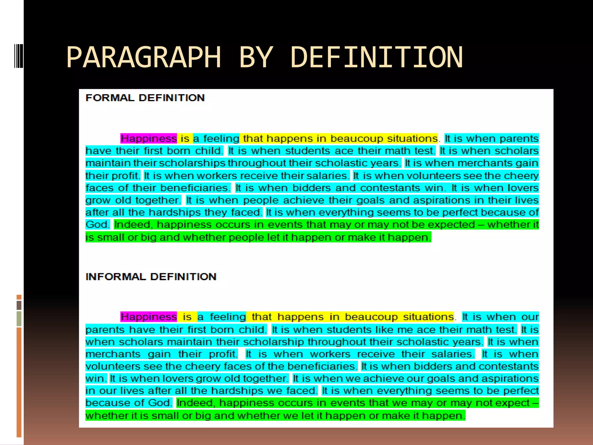 Sample paragraphs and essay (methods of paragraph | PPTX