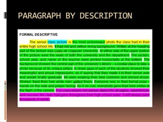 Sample paragraphs and essay (methods of paragraph | PPTX