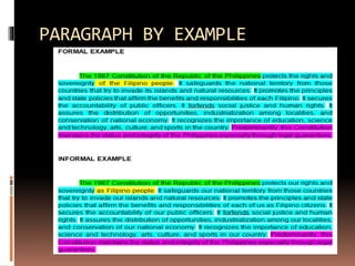 Sample paragraphs and essay (methods of paragraph | PPTX