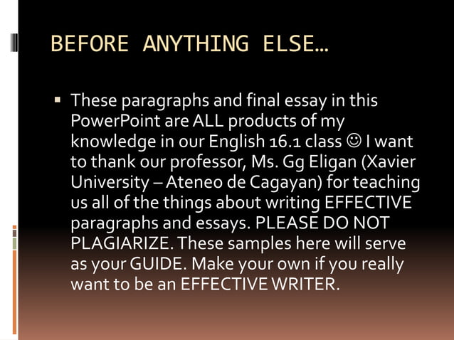 Sample paragraphs and essay (methods of paragraph | PPT