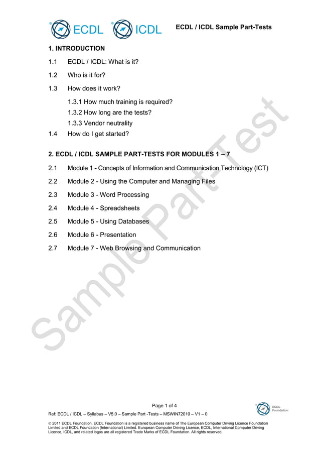 Sample part tests - mswin72010 - v1 - 0 | PDF
