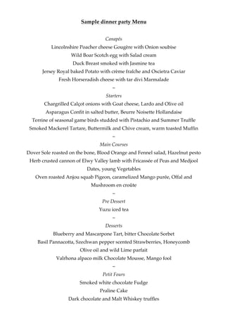 Sample Party menu | PDF