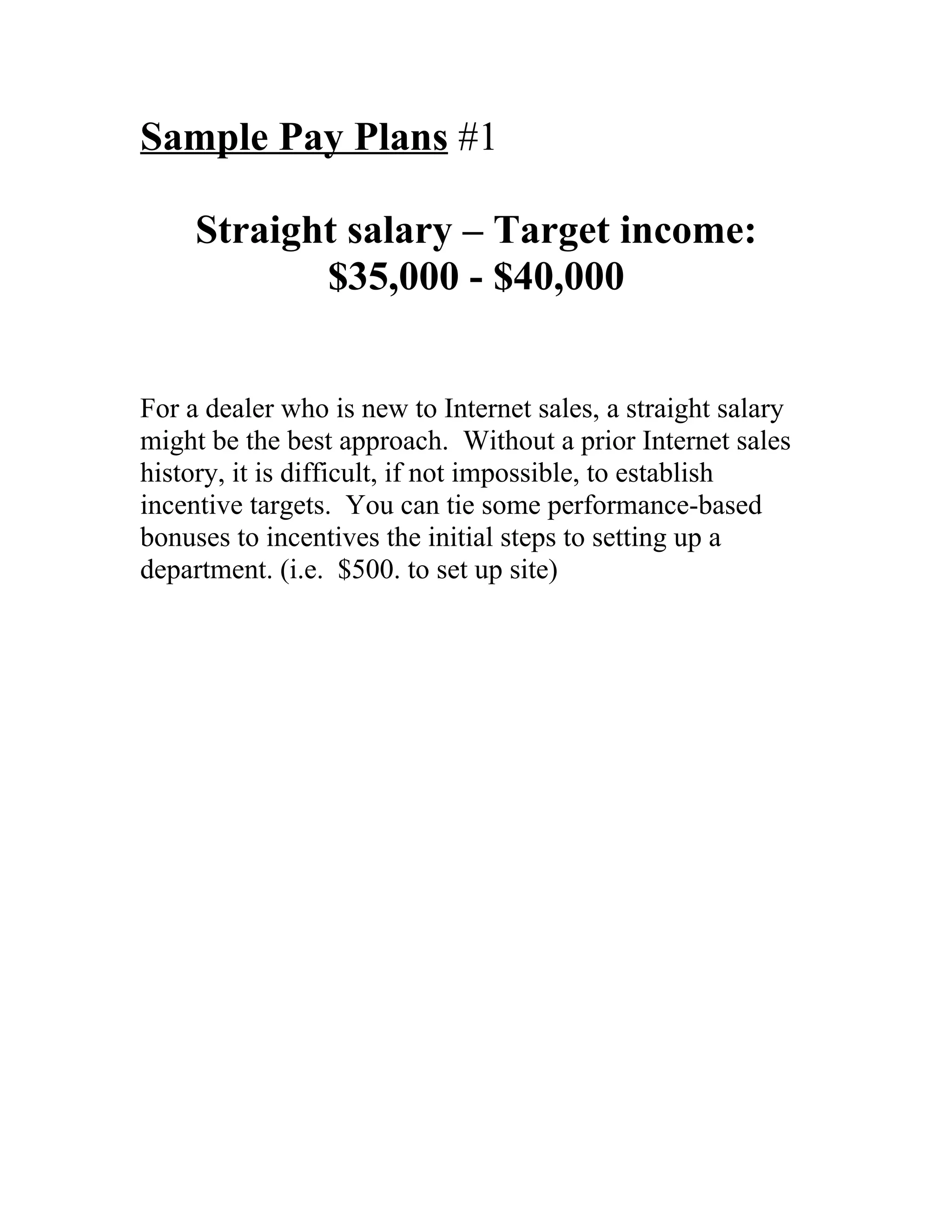 Sample pay plans | DOC