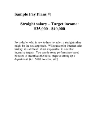 Sample pay plans | DOC