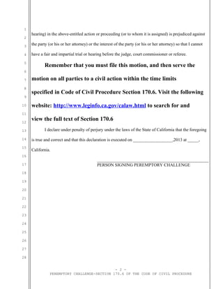 Sample California peremptory challenge | DOC