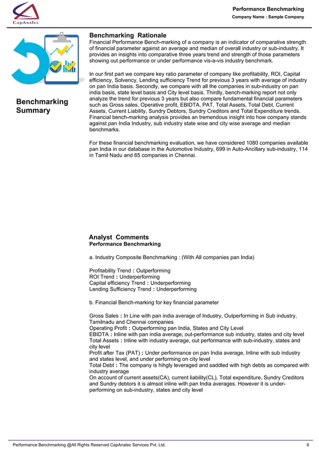 Sample Performance Benchmarking Report. | PDF