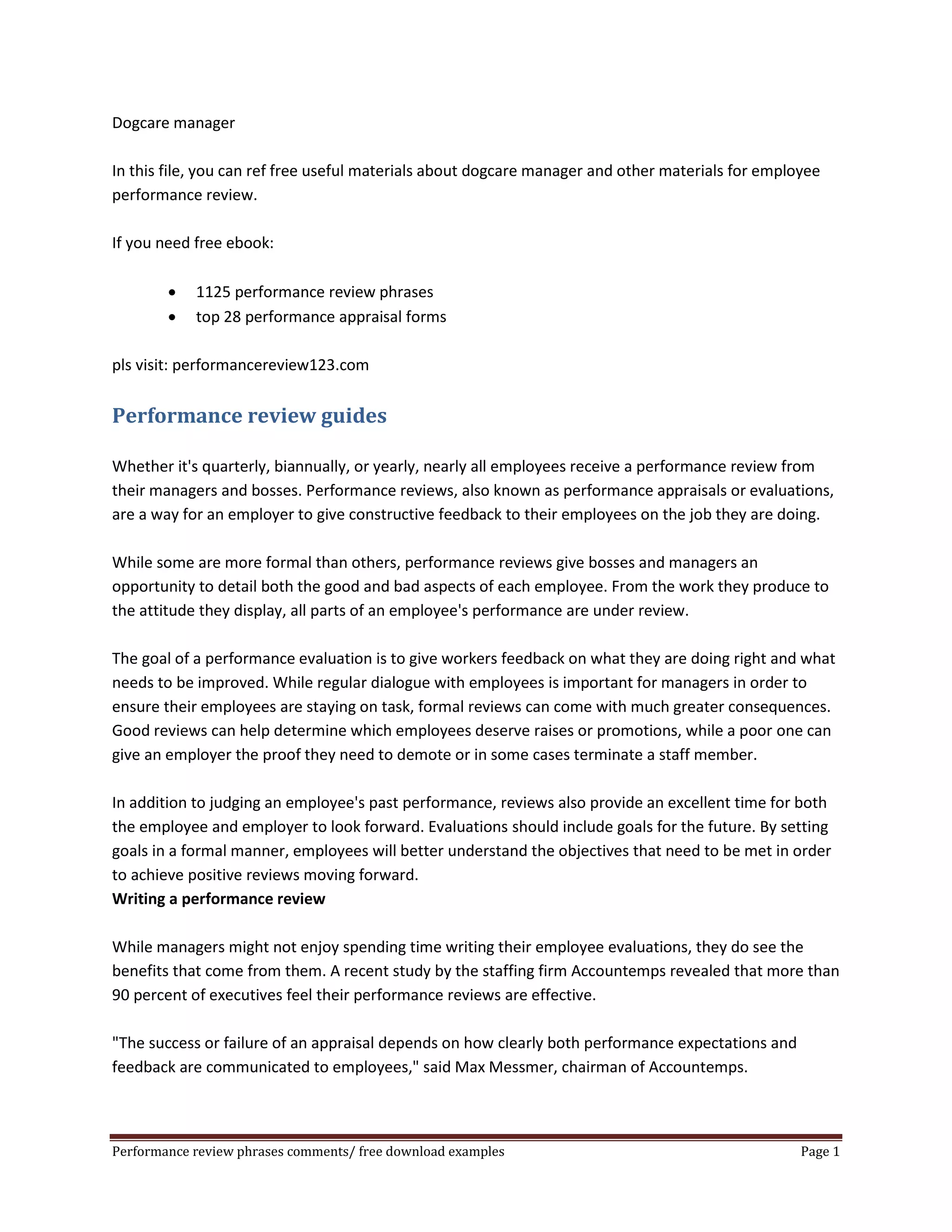 Sample performance review phrases | DOCX | Resume Writing and Advice ...