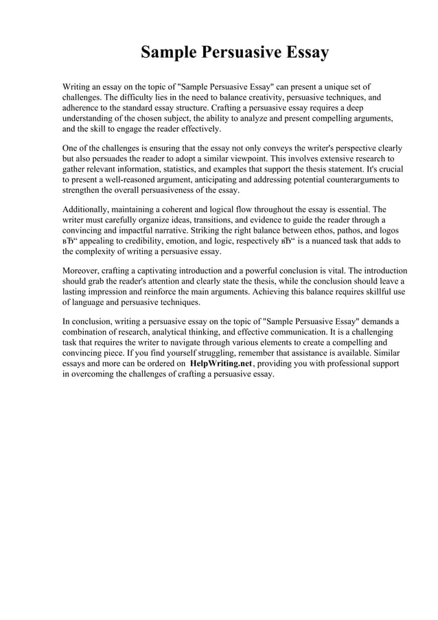 Sample Persuasive Essay.pdf | Homework and Study | Education