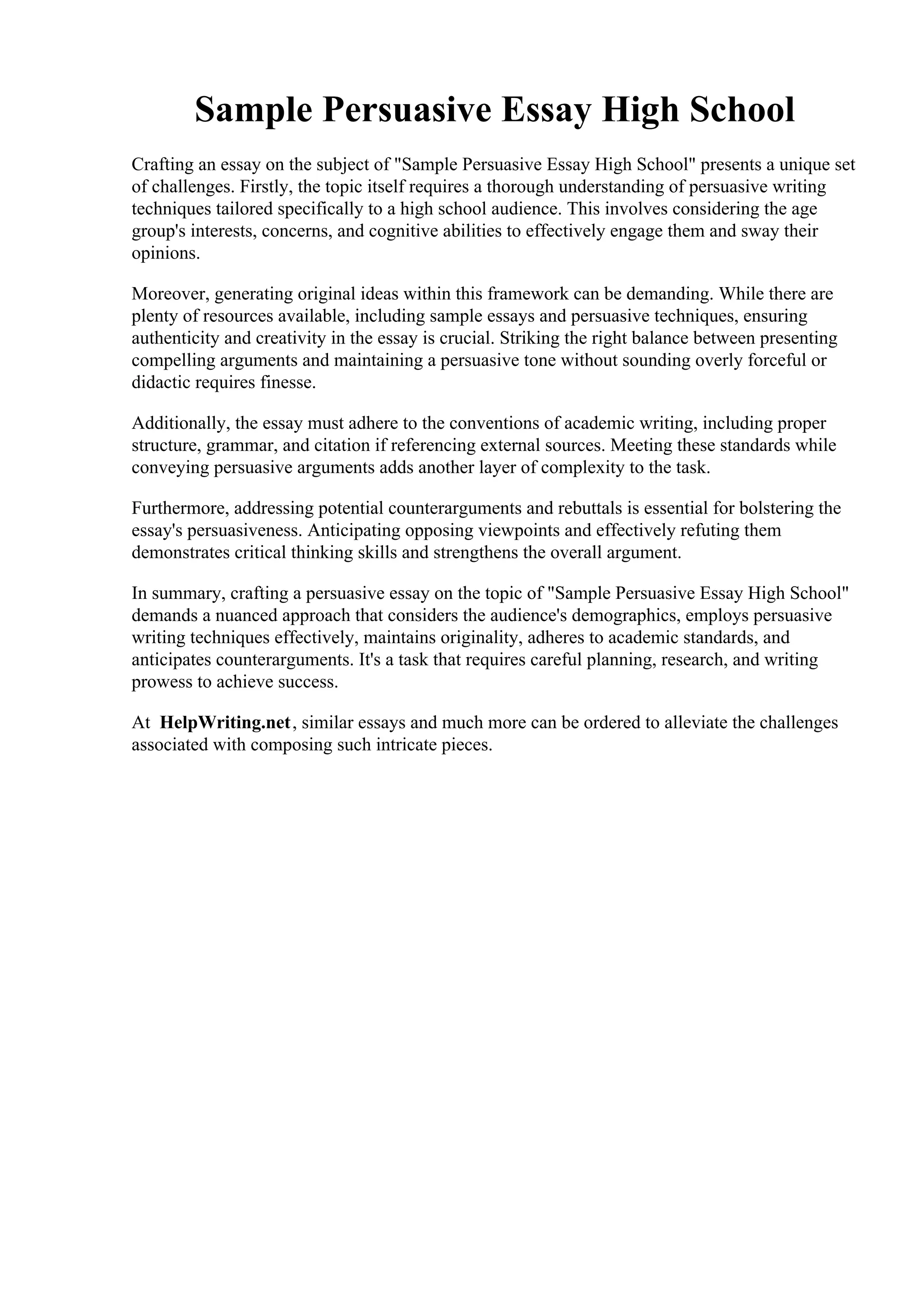 Sample Persuasive Essay High School.pdf | Hip Hop Music | Music