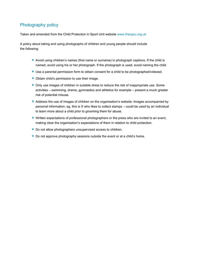 Sample photography policy | PDF
